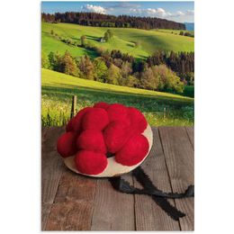 Artland Wandbild &raquo;Schwarzw&auml;lder Bollenhut auf Holztisch&laquo; Wiesen & Baumbilder 1 Stk. tlg. als Alubild, Leinwandbild in verschied. Gr&ouml;&szlig;en gr&uuml;n B/H/T: 60cm x 