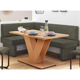 Home Affaire Eckbank &raquo;Nils&laquo; Sitz und R&uuml;cken gepolstert, verschiedene Qualit&auml;ten gr&uuml;n Holzwerkstoff, Massivholz, Polyester B/H/T: 182cm x 89cm x 142cm,