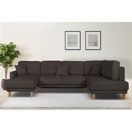 OTTO home Wohnlandschaft &raquo;TRIPLO U-Form wahlweise mit Schlaffunktion, B/T/H: 310/192/90 cm&laquo; Schlafsofa, auch mit Bettkasten, Steppung im R&uuml;ckenkissen 