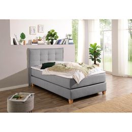 Home Affaire Boxspringbett inklusive Komfortschaum-Topper grau Struktur (100% Polyester), Liegefl&auml;che B/L: 120cm x 200cm, Gewicht bis: 120 kg H4, 7-