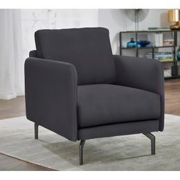 Creation BY ROLF BENZ Sessel &raquo;CR.450, Designsessel, Loungesessel&laquo; Armlehne sehr schmal, Breite 70 cm, Alugussfu&szlig; Umbragrau schwarz NaturLEDER OSKAR (