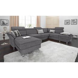 Sit & More sit&more Wohnlandschaft &raquo;Avignon U-Form&laquo; optional Schlaffunktion & Stauraum, inklusive Kopfteilverstellung grau Flachgewebe (90% Polyester, 10% 