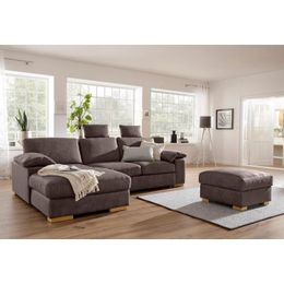 OTTO home Ecksofa &raquo;Ventura L-Form&laquo; wahlweise mit Schlaffunktion und Schlaffunktion/Bettkasten braun Luxus-Microfaser in Lederoptik (100% Polyester);