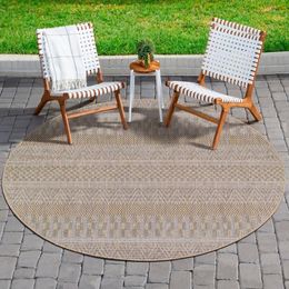Sanat Outdoorteppich &raquo;Melissa 8003, auch in Rund erh&auml;ltlich&laquo; rund 10 mm H&ouml;he Kurzflor, In -und Outdoor geeignet, Au&szlig;enbereich, Wohnzimmer braun Kunstfaser &Oslash;
