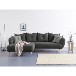 Home Affaire Ecksofa &raquo;Baggio formsch&ouml;ne Polsterecke, bequem, Breite 277cm, L-Form&laquo; Zierkissen inklusive grau B/H/T: 277cm x 80cm x 162cm, Struktur 