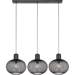 Trio Leuchten Pendelleuchte &raquo;GILA, 3-flammige H&auml;ngelampe, Gitter Optik Metall exkl 3x E27 max 10W&laquo; E27 1 Stk. warmwei&szlig; - kaltwei&szlig; 120cm breit, H&ouml;he 
