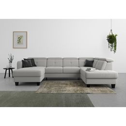 Sit & More sit&more Wohnlandschaft &raquo;Belluci U-Form&laquo; Kopfteilverstellung und Federkern, wahlweise mit Schlaffunktion silber B/H/T: 321cm x 85cm x 195cm, Struktur 