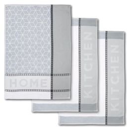 Dyckhoff Geschirrtuch &raquo;HOME & KITCHEN, Ma&szlig;e je Tuch ca. 50x70 cm, aus 100% Baumwolle&laquo; mit zwei verschiedenen Motiven grau 100% Baumwolle 3 Stk., 100 % 