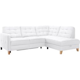exxpo - sofa fashion Ecksofa &raquo;Elio, kompakt & bequem, zeitloses Design, Breite 228cm, L-Form&laquo; wahlweise mit Bettfunktion und Bettkasten wei&szlig; B/H/T: 