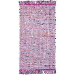 ANDIAMO Teppich &raquo;Frida&laquo; rechteckig 8 mm H&ouml;he Handweb Teppich, Fleckerl, reine Baumwolle, handgewebt, mit Fransen lila Baumwolle B : 60cm 1 Stk., 8mm, L: 120cm