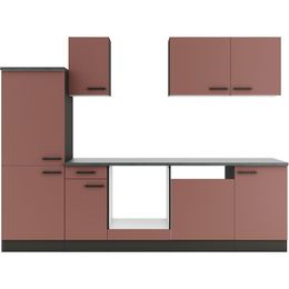 Optifit K&uuml;chenzeile &raquo;Palma&laquo; Breite 270 cm, wahlweise mit E-Ger&auml;ten, seitenverkehrt stellbar rot B/H/T: 270cm x 60cm, ohne E-Ger&auml;te