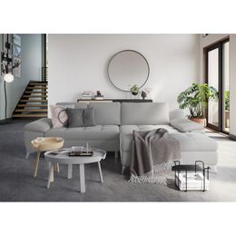 Sit & More sit&more Ecksofa &raquo;Latigo L-Form&laquo; mit Mega-Recamiere, wahlweise mit Schlaffunktion und Bettkasten silber B/H/T: 290cm x 163cm, Struktur,mega-Recamiere 