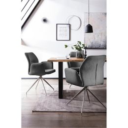 Salesfever Esszimmerstuhl &raquo;Taormina Armlehnstuhl mit silbernem Edelstahlgestell&laquo; () 1 Stk.Esszimmersessel, 180&deg; Drehfunktion, Gestell aus rostfreiem 