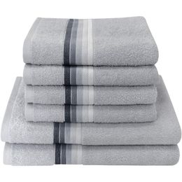 Dyckhoff Handtuch Set &raquo;Chenille&laquo; Set 6 Stk. Frottier Set beinhaltet: 4x Handtuch (50x100cm) und 2x Duschtuch (70x140cm) grau Frottier, Obermaterial: 90% 