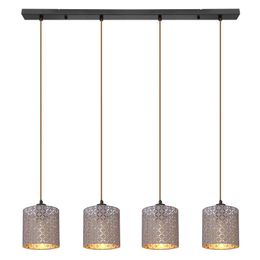 Globo LIGHTING H&auml;ngeleuchte &raquo;CINDY&laquo; E27 1 Stk. H&auml;ngeleuchte f&uuml;r Esszimmer Textil grau 4, H: 150cm, 1 Stk.