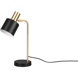 REALITY LEUCHTEN Schreibtischlampe &raquo;Adam&laquo; E14 1 Stk. warmwei&szlig; - kaltwei&szlig; Tischleuchte 43cm, exkl 1xE14 max 10W, Kippschalter am Metallschirm gold 1, H