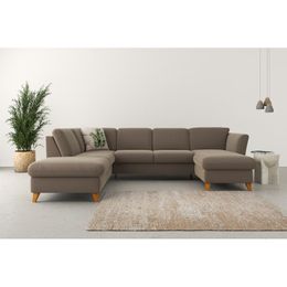 Home Affaire Wohnlandschaft &raquo;Trelleborg U-Form&laquo; Federkern-Polsterung, wahlweise mit Schlaffunktion und Stauraum beige 100% Polyester B/H/T: 307cm x 