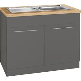 Wiho-K&uuml;chen wiho K&uuml;chen Sp&uuml;lenschrank &raquo;Unna&laquo; 100 cm breit grau B/H/T: 100cm x 85cm x 60cm, T&uuml;ren: 2 Stk.