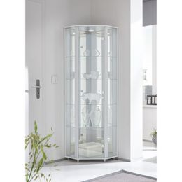 Fif M&ouml;bel fif m&ouml;bel Eckvitrine &raquo;TRIO H&ouml;he ca. 172 cm, ink. Beleuchtung&laquo; Eckvitrine/Glasvitrine 1x Glast&uuml;r, perfekt f&uuml;r Sammler, Sammlervitrine wei&szlig; 
