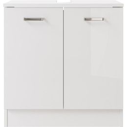 Waschbeckenunterschrank &raquo;Quickset 301&laquo; 60,2 cm breit wei&szlig; Holzwerkstoff Wei&szlig;, B/H/T: 60,2cm x 62,4cm x 33cm, T&uuml;ren: 2 Stk. mit Siphonausschnitt