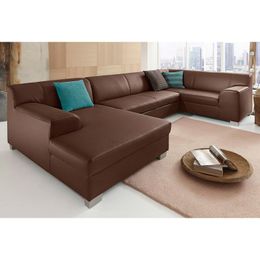 DOMO collection Wohnlandschaft &raquo;Amando in vielen Bezugsvarianten, auch in Leder, komfortabel, U-Form&laquo; wahlweise mit Bettfunktion, fester Sitzkomfort, 
