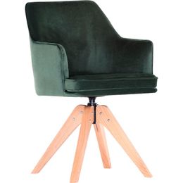 GUTMANN FACTORY Drehstuhl &raquo;360&deg; drehbarer Esszimmerstuhl Floyd mit komfortablen Armlehnen&laquo; () Robustes Massivholzgestell gr&uuml;n B/H/T: 56cm x 87cm x 63cm