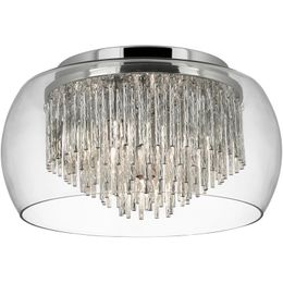 Searchlight Deckenleuchte &raquo;Curva 4Lt Flush - Chrome Metal & Crystal Glass&laquo; G9 1 Stk. silber 4, &Oslash; 35cm H: 18,5cm, 1 Stk.