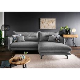 Home Affaire Ecksofa &raquo;Lazio modern und bequem, schmale Armlehnen, tolle Detailverarbeitung&laquo; Armlehnen verstellbar grau B/H/T: 255cm x 94cm x 180cm, 