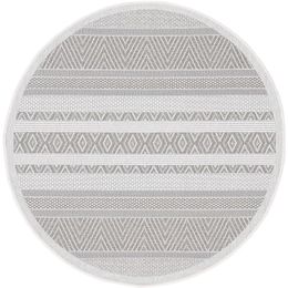 CarpetFine Teppich &raquo;Boho 101&laquo; rund 4 mm H&ouml;he robustes Flachgewebe, Sisal Optik, UV-best&auml;ndig, Au&szlig;enbereich beige Polypropylen &Oslash; 160cm 1 Stk., 4mm, &Oslash; 