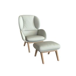 FLEXLUX Ohrensessel &raquo;Adria&laquo; Stil & Komfort, organische Form, Fu&szlig; Eiche wei&szlig; 100% Echteder Echtleder, B/H/T: 78cm x 100cm x 96cm