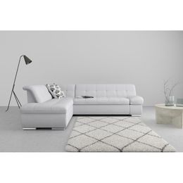 DOMO collection Ecksofa &raquo;MONA 271x213 cm, modern und komfortabel&laquo; whlw. mit Bett- und Armlehnfunktion, L-Form silber Struktur fein 100% Polyester;