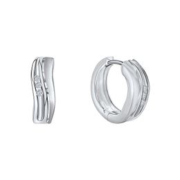 Firetti Damen Paar Creolen &raquo;Schmuck Geschenk Silber 925 Wellenform&laquo; mit Zirkonia (synth.) silber 15mm, Silber 925 (Sterlingsilber)