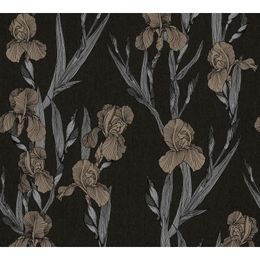 Daniel Hechter Vliestapete Motiv botanisch floral glatt Designertapete Tapete Blumen Tapeten Wohnzimmer Schlafzimmer K&uuml;che schwarz Vinyl, Vlies B/L: 0,53m x 10,05m, 