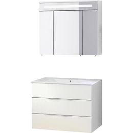 Fackelmann Waschtisch &raquo;Waschplatz-Set KARA&laquo; 3-teilig wei&szlig; wandh&auml;ngend eckig, B/H/T: 80cm x 51cm