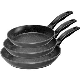 Stoneline Pfannen-Set Aluminiumguss Set, 1x Bratpfanne &Oslash; 22 cm, 1x Bratpfanne &Oslash; 20 cm, 1x Schmorpfanne &Oslash; 28 cm, 3 Stk. tlg. Induktion grau &Oslash; 28cm