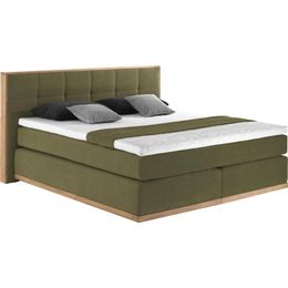Home Affaire Boxspringbett &raquo;Vinton&laquo; aus massiver Eiche, verschiedene H&auml;rtegrade (auch H4) gr&uuml;n Polyester Struktur soft Polyester Topper Premium, 