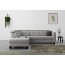Sit & More sit&more Ecksofa &raquo;Belluci L-Form&laquo; inklusive Federkern, wahlweise mit Schlaffunktion und Bettkasten grau B/H/T: 249cm x 85cm x 195cm, Luxus-Microfaser 