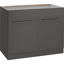 Wiho-K&uuml;chen wiho K&uuml;chen Sp&uuml;lenschrank &raquo;Unna&laquo; 100 cm breit, ohne Arbeitsplatte grau B/H/T: 100cm x 82cm x 57cm, T&uuml;ren: 2 Stk.