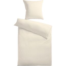 Kinzler Bettw&auml;sche &raquo;Damast-Streifen&laquo; 2 Stk. aus Mikrofaser beige Damast, Obermaterial: 100% Polyester B/L: 135cm x 200cm, 1 Stk., 1 Stk., Damast, B/L: