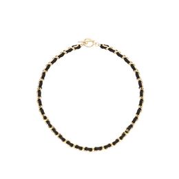 Lascana Damen Lascana Gliederkette Halskette mit Knebelverschluss, weite Panzerkette gold Metall Textil, L: 45