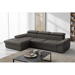Sit & More sit&more Ecksofa &raquo;Viola, Leder, L-Form, B: 260 cm, mit Armteil- und Kopfteilvertsellung&laquo; optional mit Schlaffunktion grau B/H/T: 260cm x 73cm x 174cm,
