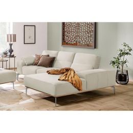W.Schillig Ecksofa &raquo;run, Designsofa mit tollem Sitzkomfort, L-Form&laquo; mit elegantem Holzsockel, F&uuml;&szlig;e in Chrom gl&auml;nzend, Breite 279 cm wei&szlig; Longlife Xtra