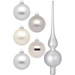 MAGIC by Inge Weihnachtsbaumkugel &raquo;Cloud Dancer, Weihnachtsdeko, Christbaumschmuck&laquo; Christbaumkugeln aus Glas, 45 Kugeln &Oslash; ca. 4-6 cm, inkl. Spitze 28
