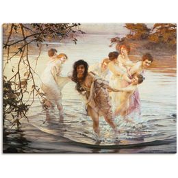 Artland Wandbild &raquo;Gl&uuml;ckliches Spiel im Wasser. 1899&laquo; Gruppen & Familien 1 Stk. tlg. als Leinwandbild, Poster in verschied. Gr&ouml;&szlig;en beige Leinwand B/H/T: 120cm 