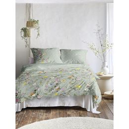 Irisette Bettw&auml;sche &raquo;Tokio 8599&laquo; 2 Stk. seidiger Glanz, besonders weich und hautschmeichelnd gr&uuml;n Mako-Satin, Obermaterial: 100% Baumwolle B/L: 155cm x 220cm, 