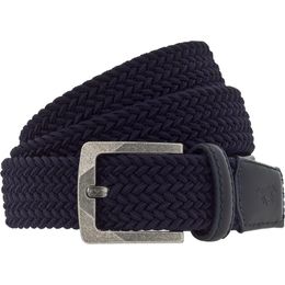 Mustang Herren Mustang Flechtg&uuml;rtel Elastisch in Flechtoptik, mit markanten Lederdetails, 3,5 cm blau 130