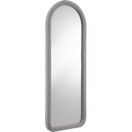 Salesfever Ganzk&ouml;rperspiegel &raquo;Bristol Spiegel, 160 cm hoch&laquo; Einzigartiger, abgerundeter Rahmen aus Kunstfell grau MDF, Polyester, Spiegelglas B/H/T: 