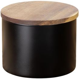 Wenko Vorratsdose &raquo;Modell Mio&laquo; Frischhaltedose f&uuml;r Lebensmittel, luftdichter Deckel aus Akazienholz schwarz Borosilikatglas B/H/L: 8,5cm