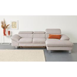 COTTA Ecksofa &raquo;Driver L-Form, B: 268 cm&laquo; Kopfteilverstellung, optional Schlaffunktion & Bettkasten grau LEDER BEEFY (ein abgedecktes Spalt-Rindsleder)