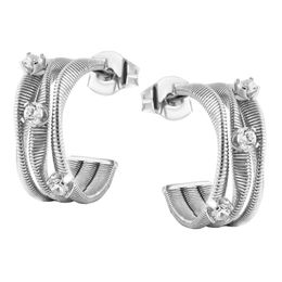 Firetti Damen Paar Creolen &raquo;Schmuck Geschenk Silber 925 Ohrschmuck Ohrringe mehrreihig&laquo; mit Zirkonia (synth.) silber 17,8mm, Silber 925 (